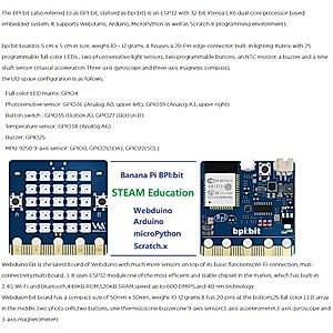 Banana Pi BPI-Bit Development Board with 600DMIPS EPS32 Module 448KB ROM and 520KB SRAM Support WiFi & Bluetooth for STEAM Education