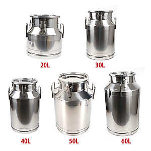 5 Gal Stainless Steel Milk Can 20L, Dairy Pot with Sealed Lid 304 Heavy Duty Bucket GDAE10 Liquid Storage Canister Oil Barrel Pail Jug Wine Tea Beer for Home Bar Kitchen Industry