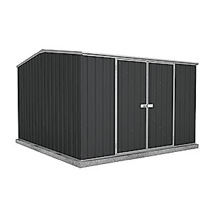 ABSCO Premier 10 x 10 Ft. Metal Storage Shed, Aluminum and Steel Utility Tool Shed, Outdoor Storage for Backyard, Lawn Patio, 100 Sq. Ft., Monument Gray (MN30302GK-PTX)