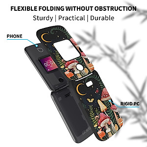 EDGFRTOIO Case for Alcatel Go Flip 4 / TCL Flip Pro/TCL Flip Phone Case with Tempered Glass Screen Protector, Anti-Slip Kickstand Shockproof PC Stylish Cover for TCL Flip Pro, Mushroom Fairy Garden