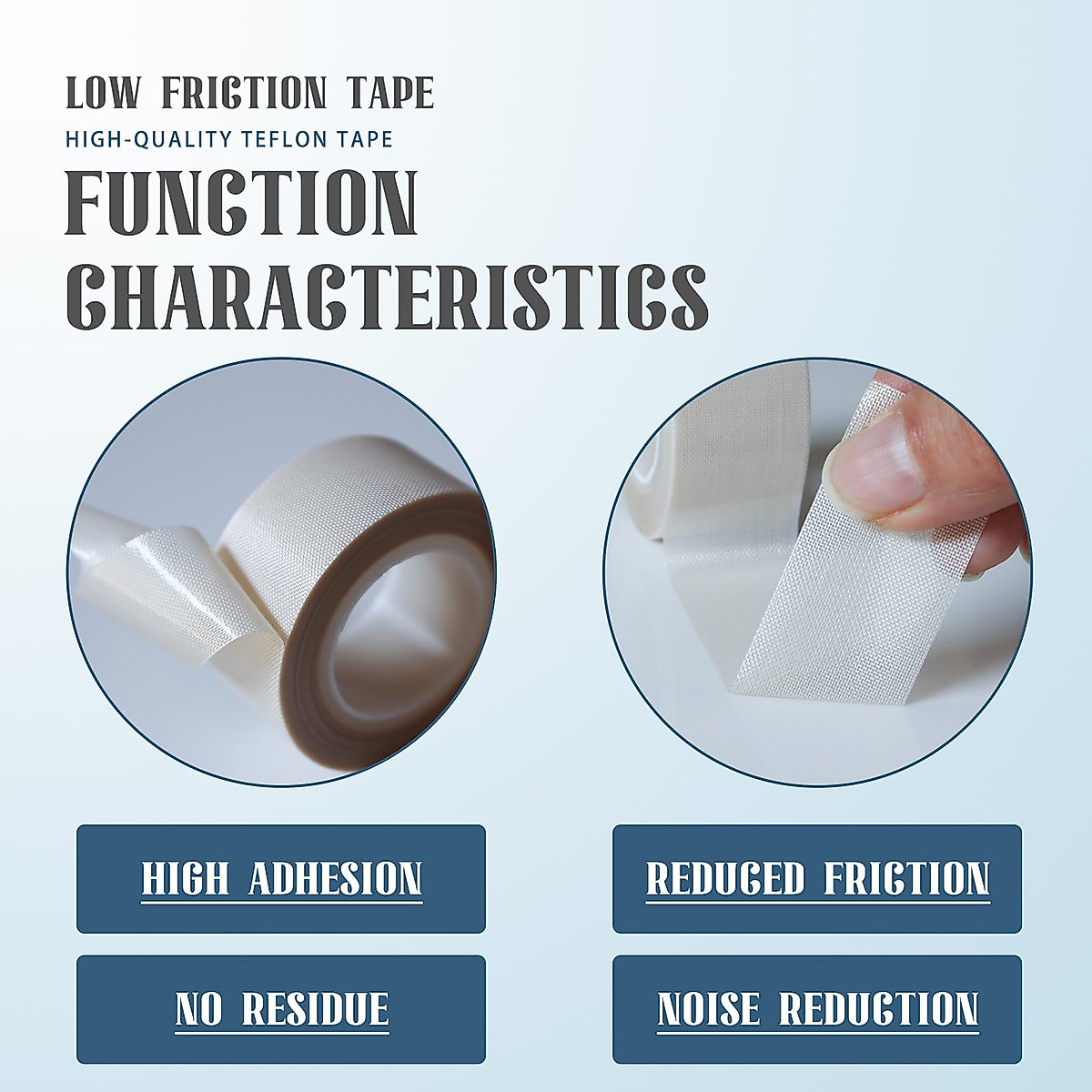 MEBMIK 1 Roll 1 Inch x 33 Feet Low Friction Tape,Drawer Slide Tape,Drawer Glide Tape,Squeak Resistant Tape,Abrasion Resistance Tape,Surface Protection Tape for Drawer,Cabinet,Curtain,Furniture,White