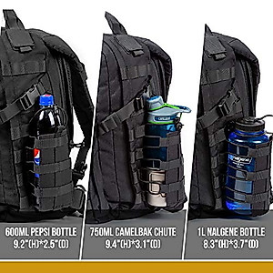 OneTigris ROC Minimalist Adjustable Bottle Holster MOLLE Panel Gear Holder Universal Fit 600ml to 1000ml Water Bottle (Black)