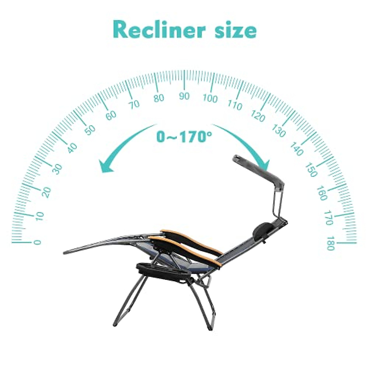 Devoko Zero Gravity Chairs Padded Seat Folding Recliner with Sun Shade Cup Holder Pillow Adjustable Camping Lounge Chair for Patio Garden Beach (Blue)