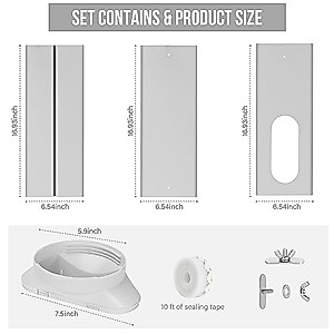 BEWAVE Portable Air Conditioner Window Vent Kit, Adjustable Window Seal Kit with 5.9" Hose Adapter for AC Unit Universal for Sliding Horizontal or Vertical Window