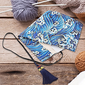 SEWACC Crochet Storage Bag Crochet Organizer Weave Needle Container Crochet Case Organizer Crochet Hook Organizer Case Crochet Hook Case Foldable Pouch Pen Holder Travel Polyester Cotton