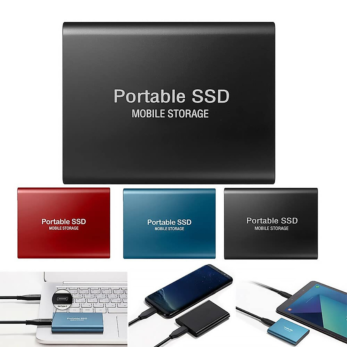 Mersuii Portable Solid State Drive for Laptop Windows 7 Mac Shockproof Type-C Mobile Hard Drive 1TB Blue