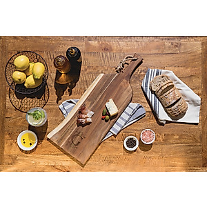 PICNIC TIME Monogram - G - Personalized Artisan 24" Acacia Charcuterie Board with Raw Wood Edge, Cheese Board, Serving Platter, (Acacia Wood)