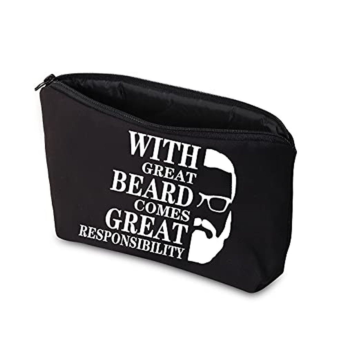 MEIKIUP With Great Beard Comes Great Responsibility Men's Bag Dad Husband Boyfriend Wash Bag Shaving Essentials Travel Bag (With Great Beard Bag)