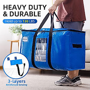 TAILI Extra Large Moving Bags, 4 Pack Heavy Duty Totes For Storage with Visible Window, Wrap Around Handles, Storage Bags for Space Saving Moving Storage, Alternative to Moving Boxes