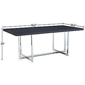 Meridian Furniture 738-T Elle Collection Modern | Contemporary Wood Veneer Top Dining Table with Durable Stainless Steel Base, 78" W x 39" D x 30" H