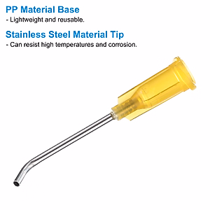 PATIKIL 17Ga x 1 Inch Dispensing Needle Tips, 36Pcs Stainless Steel 45 Degrees Pre Bent Glue Needle Tube Blunt Tips with Luer Lock for Glue Oil Applicator, Brown