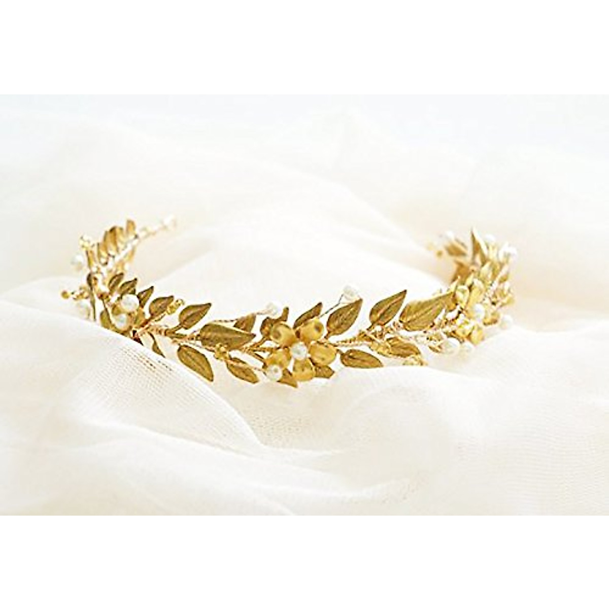 DECORA 36 Yards Artificial Gold Leaf Ribbon Trim for Wreath Making and Christmas Gift Wrapping Wedding Decoration