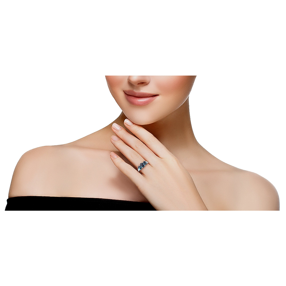 PEORA Created Alexandrite and Genuine Diamond Three Stone Triune Ring for Women 14K White Gold, 2.75 Carats total Oval Shape 7x5mm, Size 6