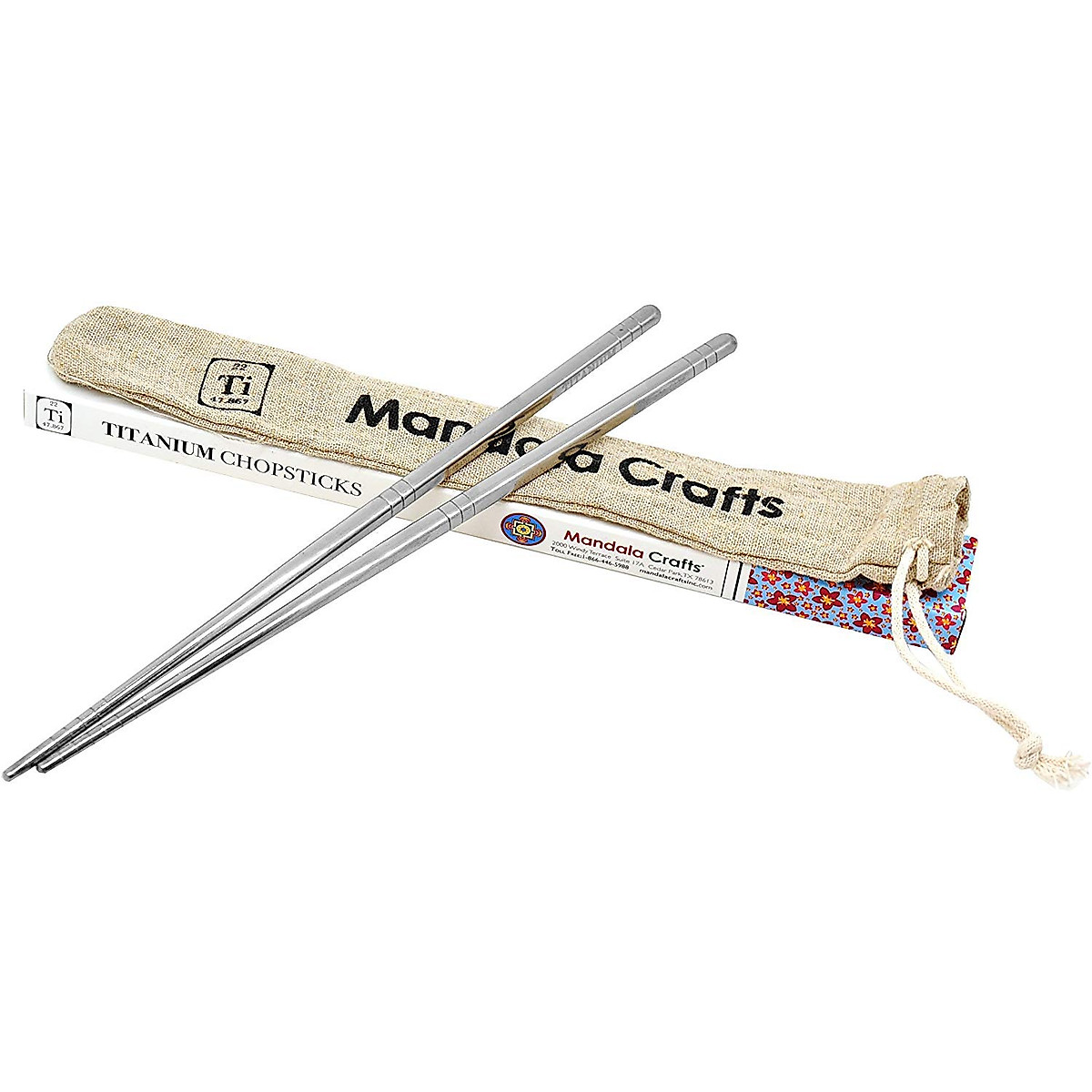 Mandala Crafts Titanium Chopsticks with Case – Titanium Travel Chopsticks with Case – Dishwasher Safe Titanium Square Chopsticks 1 Pair