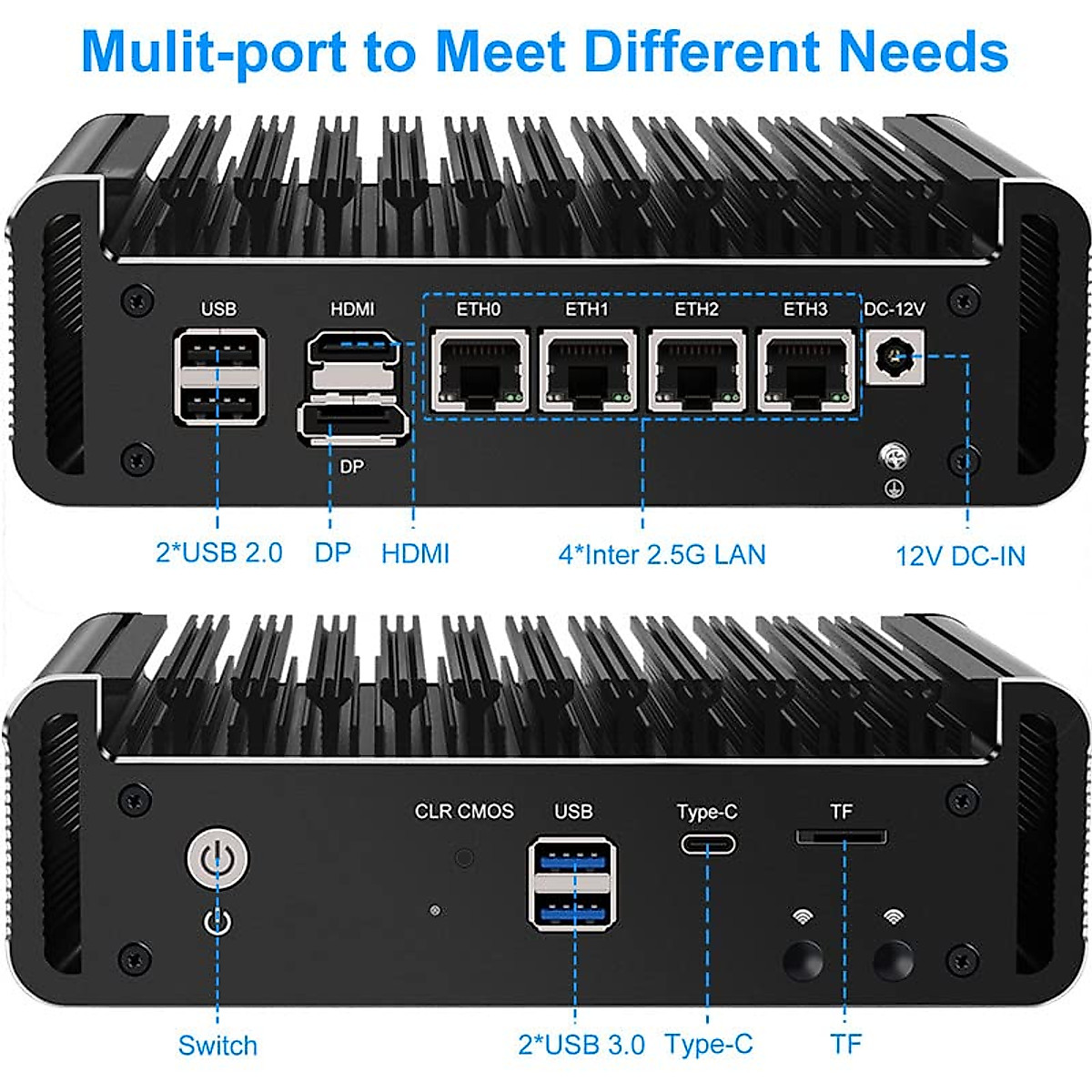 6 Ports Firewall Micro Appliance, Mini PC Intel Quad Celeron N5105, Inter i226-V LAN, DDR4 RAM, AES-NI, Router PC, VPN, NO RAM NO SSD