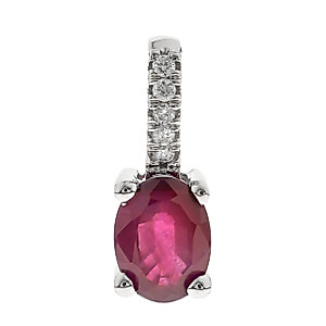 Gin & Grace 10K White Gold Mozambique Genuine Ruby Pendant with Diamonds for women,Ethically, Metal gemstone Diamond, Ruby