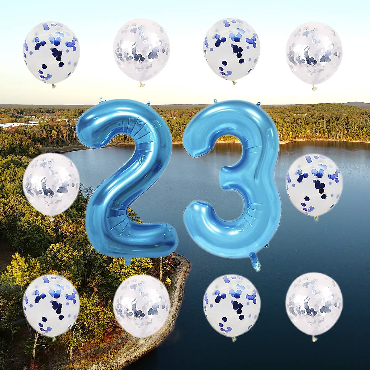 12pcs Blue Balloon Set Number 54 Balloon Kit Giant 54 Digital Foil Balloon Confetti Latex Helium Balloon Party Favors for 54th Birthday Wedding Anniversary Engagement Photo Props,54th Birthday Party