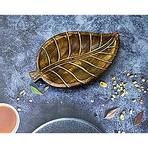 Ajuny Decorative Wooden Tray Platter for Serving Snacks Fruits Hand Carving Home Gifts