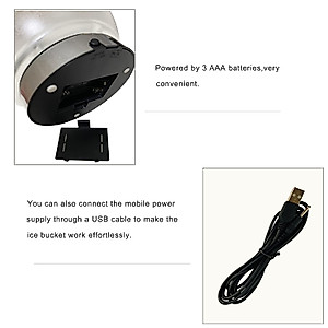 PeSandy LED Ice Bucket, 4L Large Capacity Wine Ice Bucket Drink Containers with Multi Colors Changing for Party/Home/Bar, Waterproof Champagne Retro Wine Drink Beer Beverage Ice Bucket Battery Powered