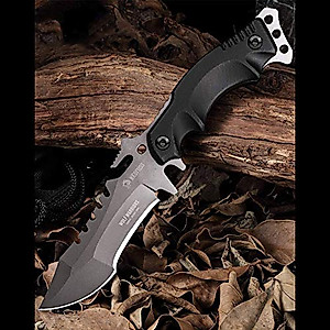 NedFoss 9.25" Fixed Blade Hunting Knife Bushcraft Knife, 440 Stainless Steel Full Tang Survival Knife w/G10 Handle and Sheath for Outdoor Camping, Fishing (GRAY WOLF)