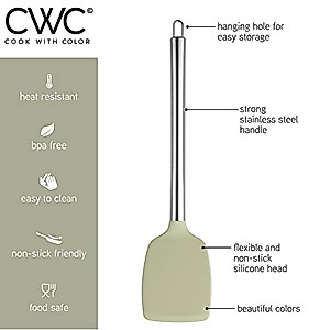 COOK WITH COLOR Silicone Cooking Utensils, Kitchen Utensil Set, Easy to Clean Silicone Kitchen Utensils, Cooking Utensils for Nonstick Cookware, Kitchen Gadgets Set, 5 Pieces, Green