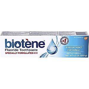 Biotene Fresh Mint Original Gentle Formula Fluoride Toothpaste, 4.3 Ounces Each (Value Pack Of 2)