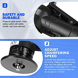 Mini Pneumatic Chamfering Machine,Chamfering Tool for Metal,28000rpm C0-C1 Handheld 45 Degree Arc Air Beveling Machine with 1/4 Inch Air Inlet for Trimming,Chamfer Deburring (Black)