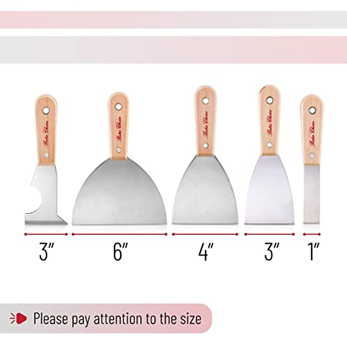 Bates- Paint Scraper, 5 Pc Scraper Tool, Putty Knife Set, Putty Knife, Painting Tools, 5 in 1 Tool, Spackle Knife, Wallpaper Scraper, Painters Tool, Crown Molding Tool, Paint Remover for Wood, Scraper