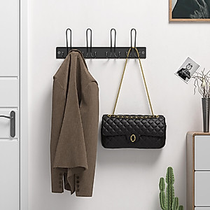 niffgaff Coat Rack Wall Mount - 4 Tri Coat Hooks Wall Mounted Hanging Coat, Jacket, Purse, Backpack, Clothes, Towel, Black Wall Hanger for Entryway, Bedroom, Bathroom, Living Room
