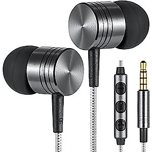 Betron B650 Earphones Wired Headphones in Ear Noise Isolating Earbuds with Microphone and Volume Control Powerful Bass Driven Sound, 10mm Large Drivers