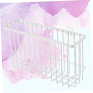 Hoement Bathroom Wall Organizer Bread Clear Container Bathroom Storage Rack Kitchen Wall Holder Heart Spoons Wrapping Paper Canister Hanging Basket Container for Cooling Wine Ledge White