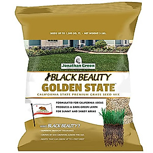 Jonathan Green (10700) Black Beauty Golden State California Grass Seed (Made for California) - Cool Season Lawn Seed (3 lb)