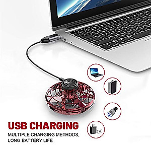 GOOLY Flying Spinner Mini Drone, Hand Operated Drones for Kids Adults, Flying Ball Toy with 360° Rotating LED Lights Indoor Outdoor, Stress Relief UFO Drone Toys for Boys Girls Gift