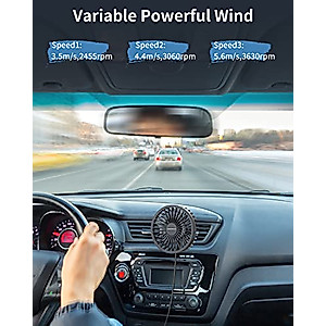TriPole Car Fan, USB Powered Fan for Car Cooling Strong Airflow 3 Speed Car Vent Fan with Clip 360°Adjustable Vehicle Fan Portable Fan for Car Truck SUV RV Auto, Black
