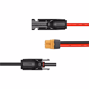 AYECEHI Solar to XT60 Female Connector Cable 12AWG Solar Power Adapter to XT60 Extension Cable for Solar Panel RV Portable Power Station Battery Solar Generator [1m/3.3ft]