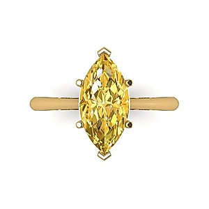Clara Pucci 2.50 ct Marquise Cut Solitaire Yellow Simulated Diamond Engagement Bridal Promise Anniversary Ring 18K Yellow Gold Size 3.5