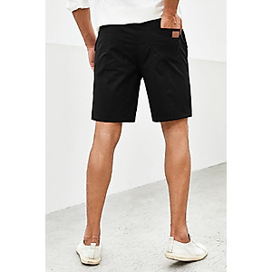 JMIERR Mens Athletic Shorts Casual Cotton Drawstring Summer Beach Twill Chino Dress Golf Workout Gym Running Basketball Shorts, XL, S Black