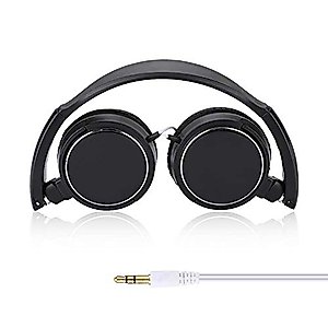 Foldable Head Mounted Headphone Mini Wired Headset Hands Free Compact Stereo HiFi Music Headset Support Rotatable Ear Cup Adjustable Headband Support TF Card