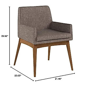 Baxton Studio Nexus Mid-Century Modern Walnut Wood Finishing and Gravel Fabric Upholstered Arm Chair