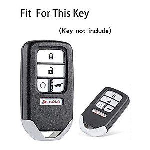 BTSMONE Silicone Full Protective Key Fob Remote Cover Case for 2015 2016 2017 2018 2019 Honda Civic Accord Pilot CR-V 5 Buttons Smart Key Black