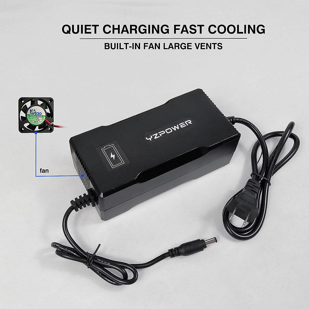 YZPOWER 42V 5A Battery Charger for Electric Bike Electric Scooter 36V Lithium Battery Pack 5.5mm 2.1mm Connector