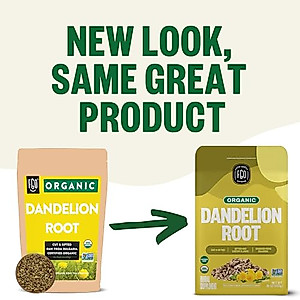 FGO Organic Dandelion Root Loose Tea, Resealable Kraft Bag, 16oz, Packaging May Vary (Pack of 1)