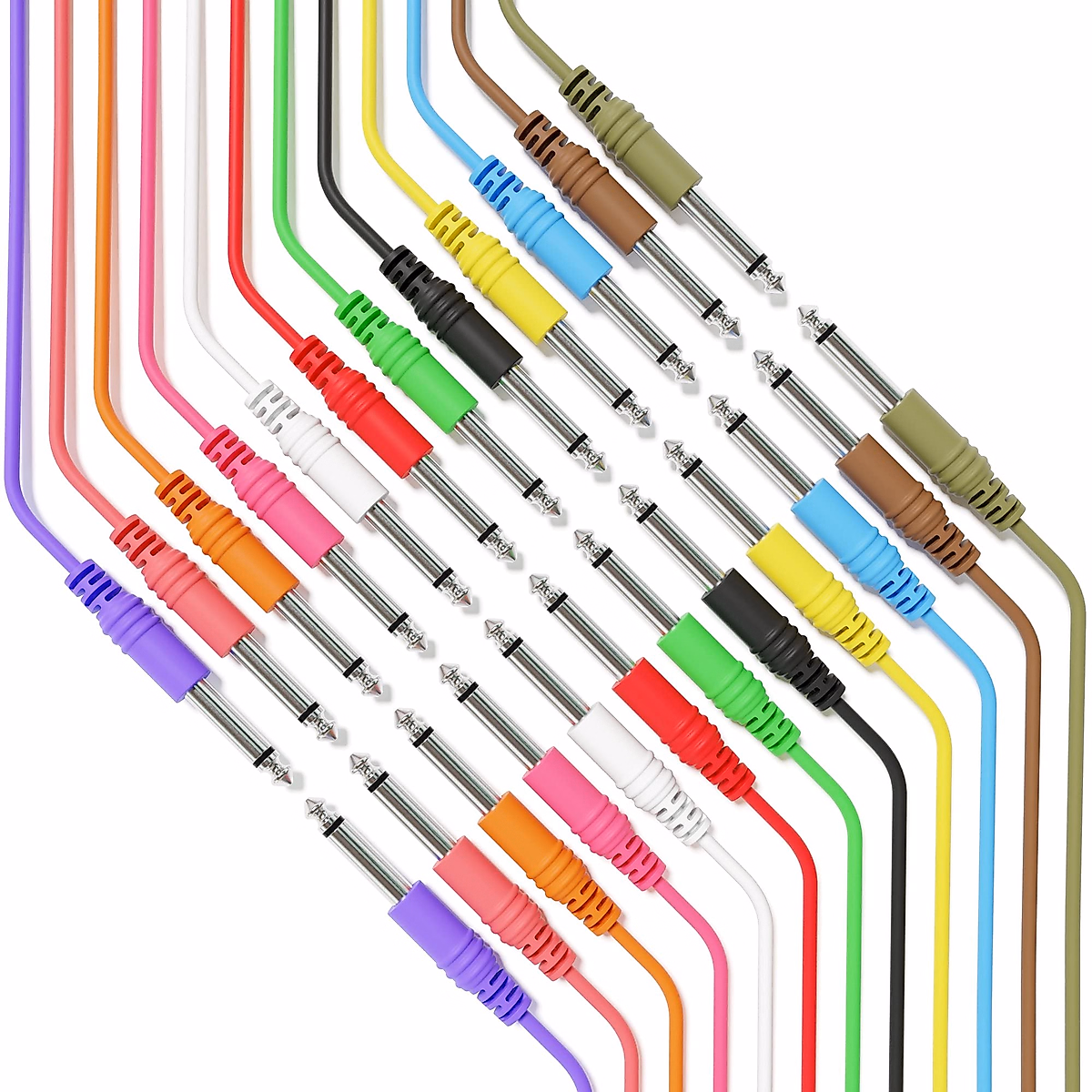 ExcelValley - 1-Pack - Mono Instrument Guitar Cable Patch Lead - TS 6.35mm 1/4" [Purple | 60 cm - 23.62"]