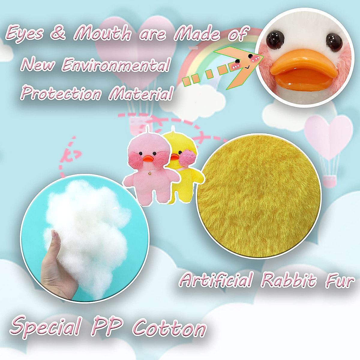 LALAFANFAN Duck Plush, Cute Duck Stuffed Animal for Teen Girls, Kawaii Duck with Glasses and Clothes, Cute Stuffed Animal, Birthday Gifts Ideas (White Pink)