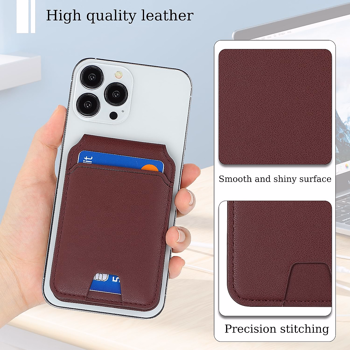 Ｈａｖａｙａ Magnetic Card Wallet Holder with MagSafe for iPhone 16 Pro Max/16 Pro/16 Plus/16/15 Pro Max/15 Pro/15 Plus/15/14 Pro Max/14 Plus/14 Pro/14/13 Pro Max/13 Pro/13/12/12 Pro/12 Pro Max-Wine Red