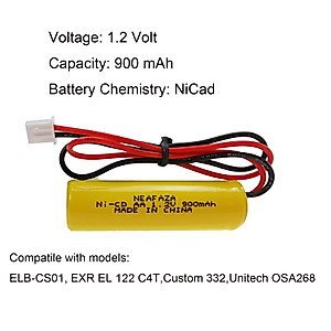 NEAFAZA 5 Pack 1.2v 900mAh Ni-CD AA Exit Sign Emergency Light Battery Replacement Compatible with Unitech AA900mAh OSA268 ELB CS01 Lithonia Battery EXR LED EL M6