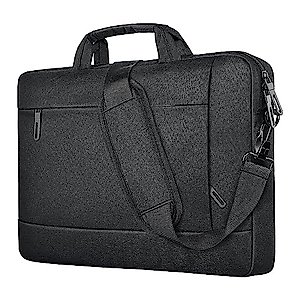 Laptop Bag 15.6 inch, Briefcase, Upgraded Durable Business Briefcase Gifts for Men Women, Waterproof Material Laptop Carry Case Classic Slim Mens Briefcase Messenger Bag for Notebook MacBook, Black