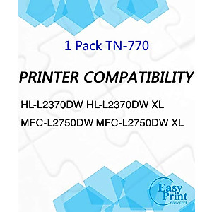EASYPRINT (Single Black Pack) Compatible TN-770 TN770 Toner Cartridge Used for Brother HL-L2370DW HL-L2370DW XL MFC-L2750DW MFC-L2750DWXL Printers