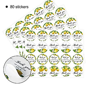 80 Lemon Bridal Shower Stickers, Lemon Birthday Party Thank You Stickers, Lemon Themed Party Favor Labels Stickers(2 Inch)