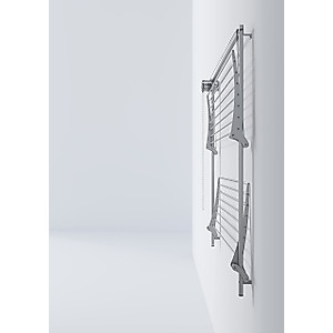 foxydry Wall Plus, Wall Mounted Drying Rack, Wall Clothesline, Laundry Drying Rack Foldable and Suspended Clothesline in Aluminium and Steel